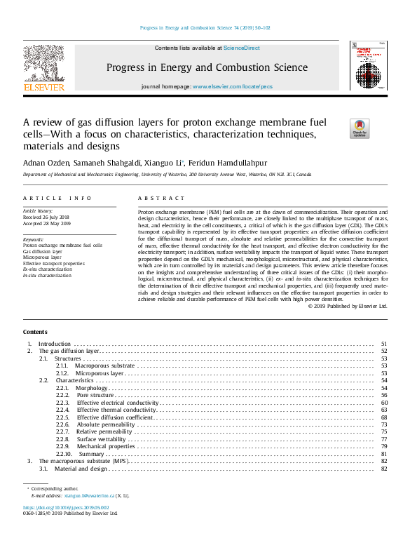 (PDF) A review of gas diffusion layers for proton exchange membrane ...