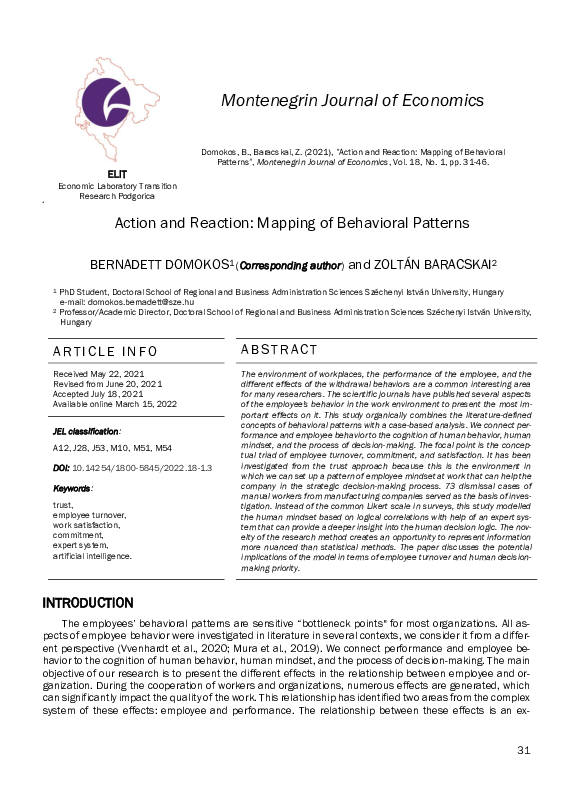 (PDF) Action and Reaction: Mapping of Behavioral Patterns