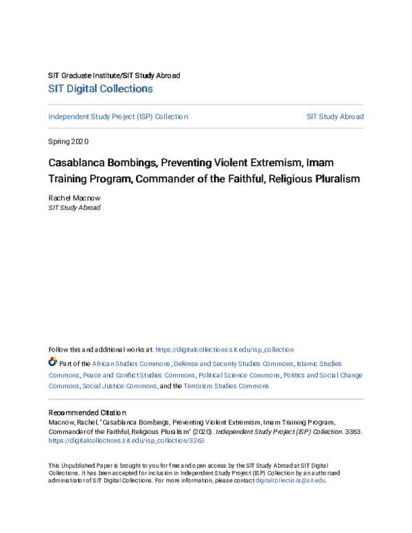 (PDF) Casablanca Bombings, Preventing Violent Extremism, Imam Training Program, Commander of the ...