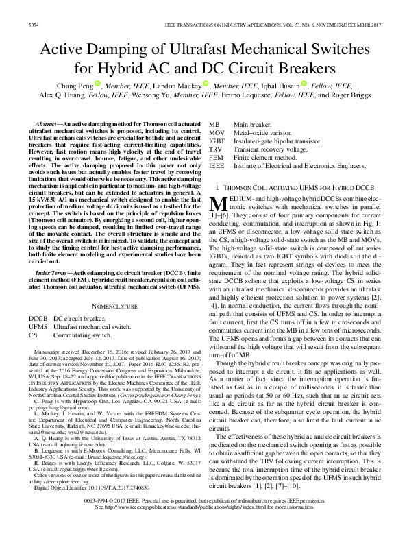 (PDF) Active Damping of Ultrafast Mechanical Switches for Hybrid AC and ...