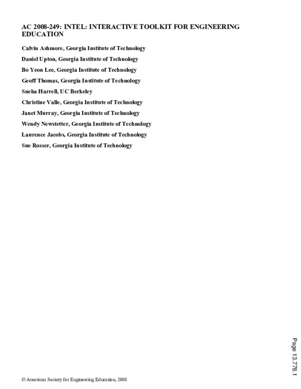 (PDF) Intel: Interactive Toolkit For Engineering Education