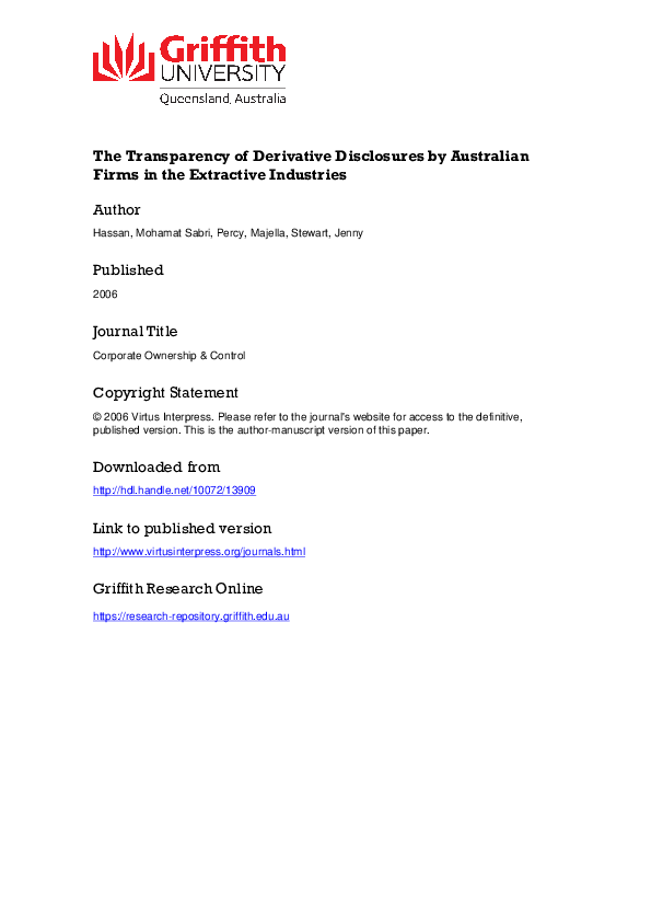 (PDF) the Extractive Industries