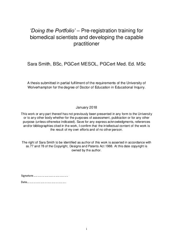 (PDF) ‘Doing the Portfolio’ – Pre-registration training for biomedical ...