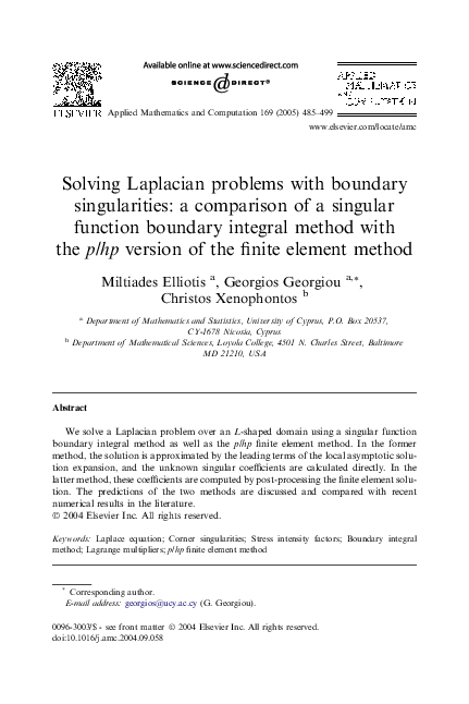 Pdf Solving Laplacian Problems With Boundary Singularities A Comparison Of A Singular 3689