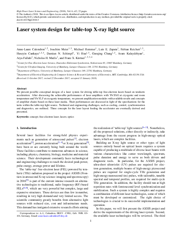 (PDF) Laser system design for table-top X-ray light source