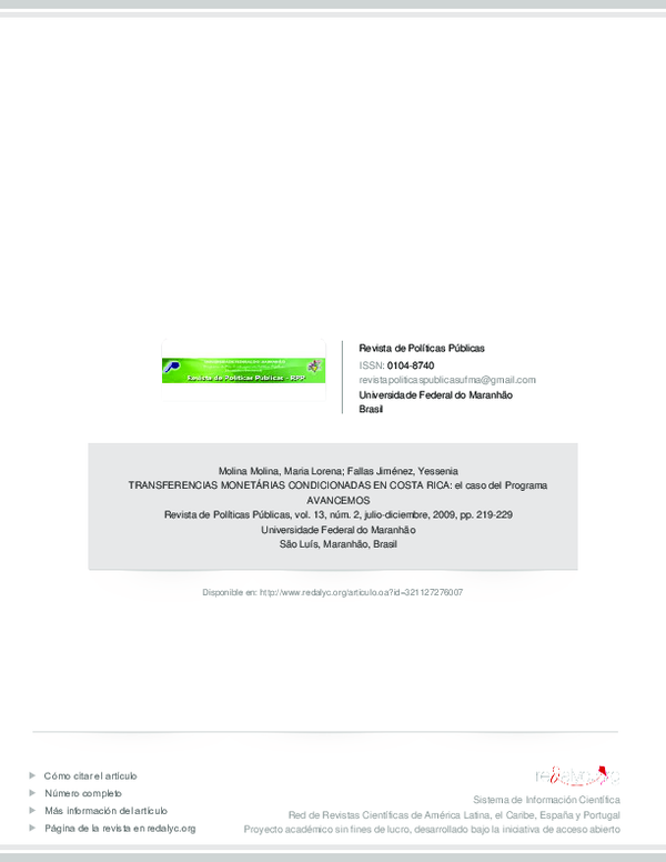 (PDF) TRANSFERENCIAS MONETÁRIAS CONDICIONADAS EN COSTA RICA: el caso ...