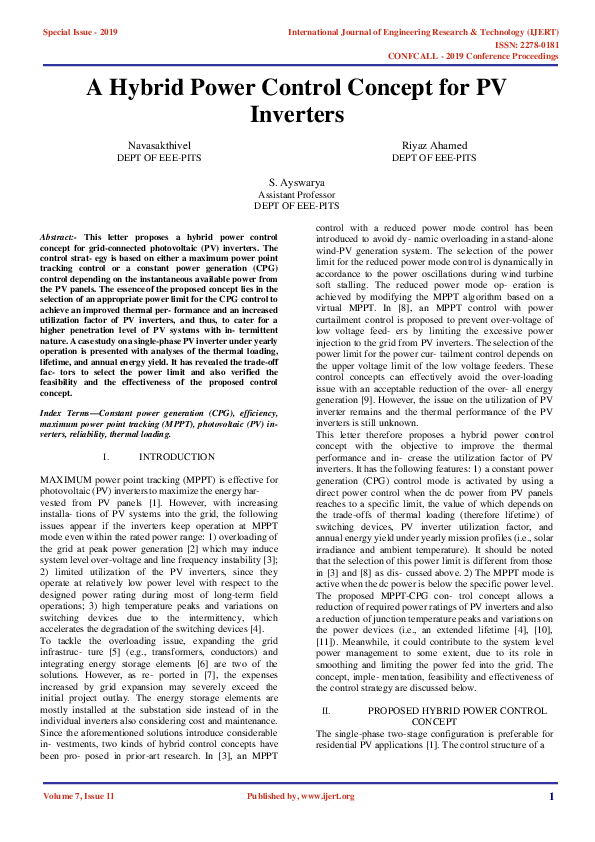 (PDF) A Hybrid Power Control Concept for PV Inverters