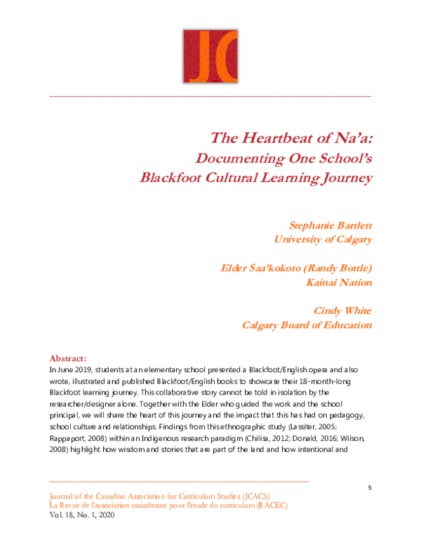 (PDF) The Heartbeat of Na’a: Documenting One School’s Blackfoot ...