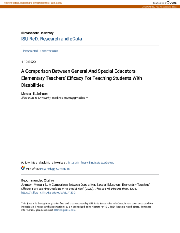 (PDF) A Comparison Between General And Special Educators: Elementary ...