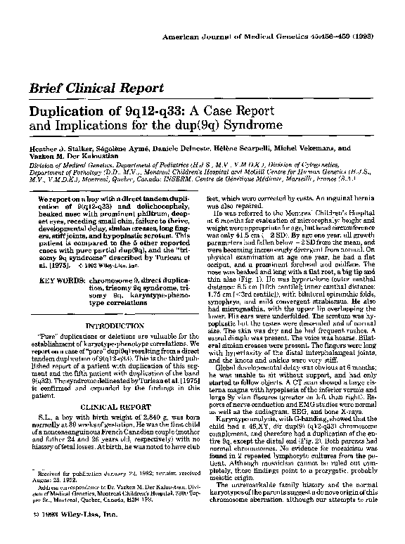 (PDF) Duplication of 9q12-q33: A case report and implications for the ...