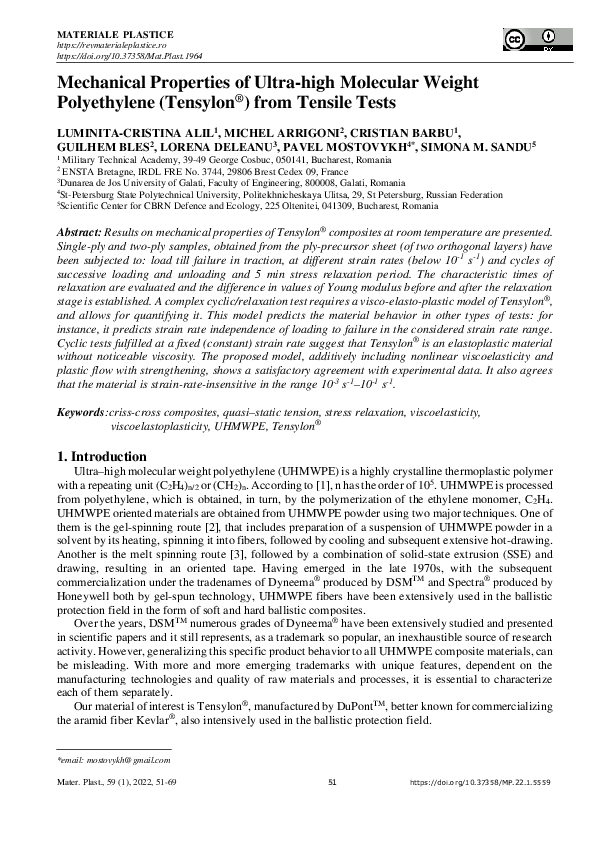 (PDF) Mechanical Properties of Ultra-high Molecular Weight Polyethylene ...