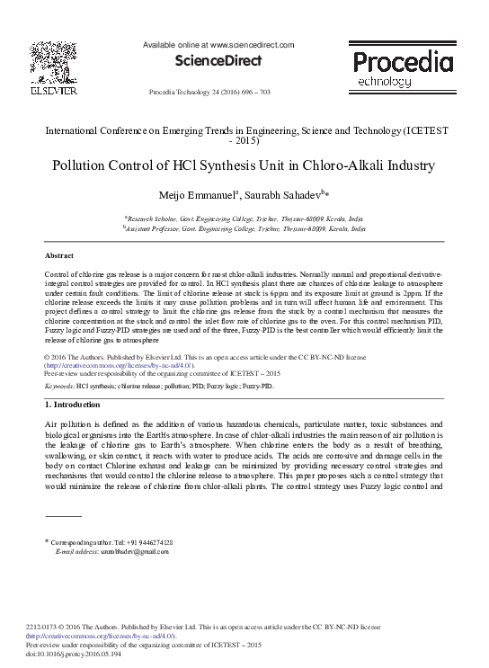 (PDF) Pollution Control of HCl Synthesis Unit in Chloro-Alkali Industry