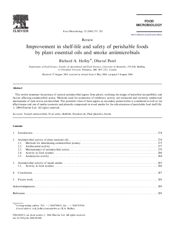 (PDF) Improvement in shelf-life and safety of perishable foods by plant ...