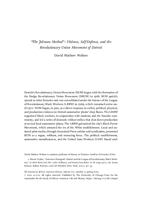 (PDF) "The Johnson Method": Violence, Self-Defense, and the ...