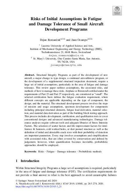 (PDF) Risks of Initial Assumptions in Fatigue and Damage Tolerance of ...