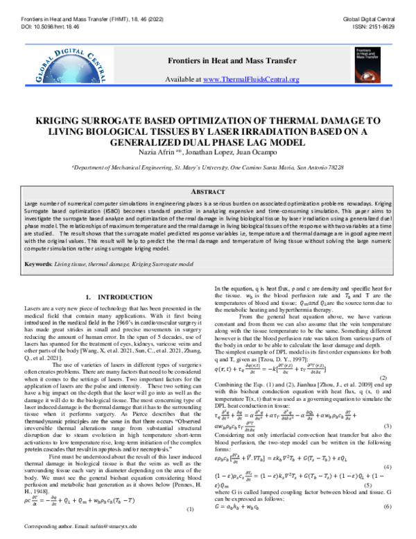 (PDF) Kriging Surrogate Based Optimization of Thermal Damage to Living ...