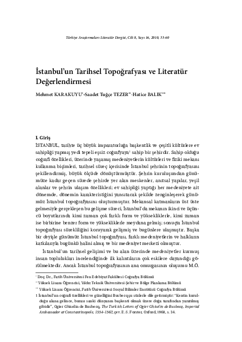 (PDF) The Historical Topography of Istanbul: A Literary Review
