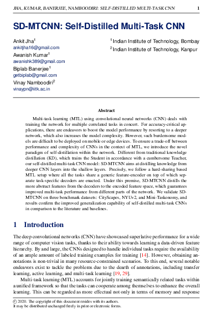 (PDF) SD-MTCNN: Self-Distilled Multi-Task CNN