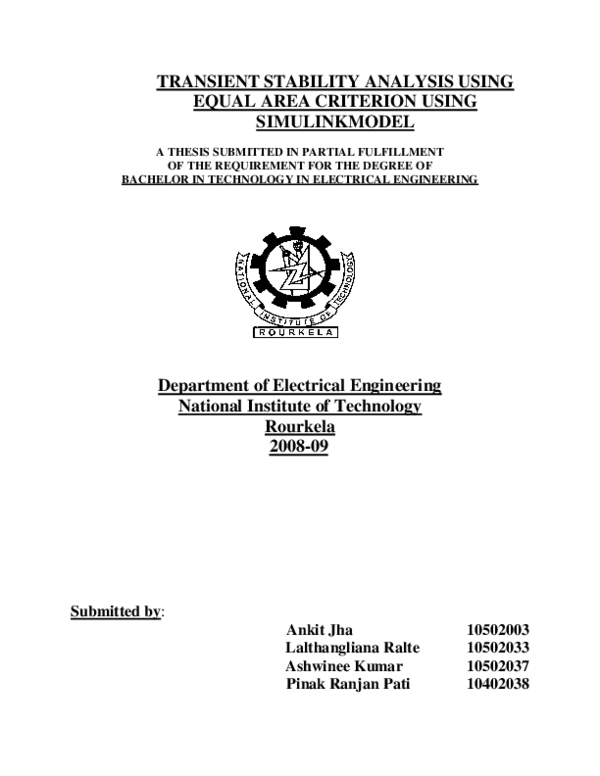 (PDF) Transient Stability Analysis using Equal Area Criterion using ... (PDF) Transient Stability Analysis using Equal Area Criterion using ...