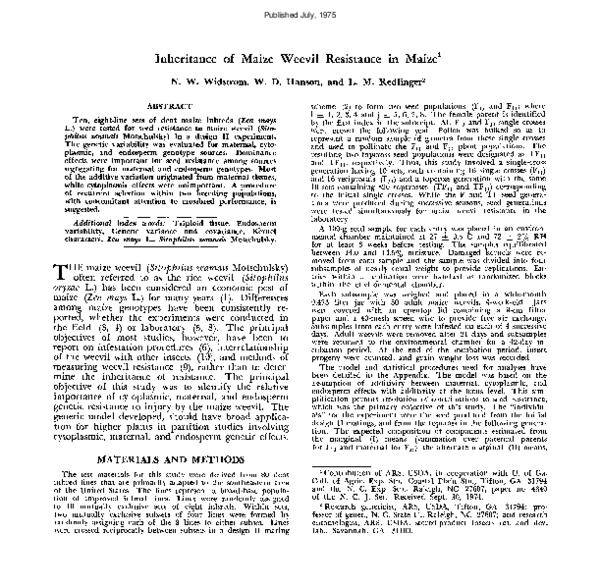 (PDF) Inheritance of Maize Weevil Resistance in Maize1