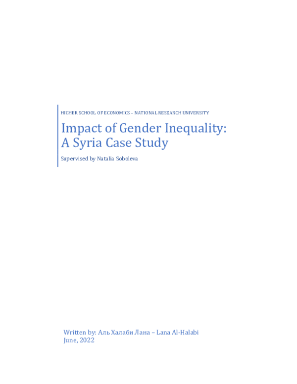 (PDF) Impact of Gender Inequality - A Syria Case Study