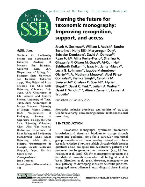 (PDF) Framing the future for taxonomic monography: Improving ...
