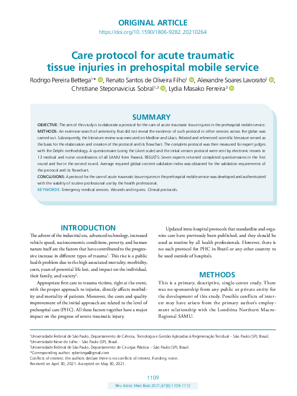 (PDF) Care protocol for acute traumatic tissue injuries in prehospital ...