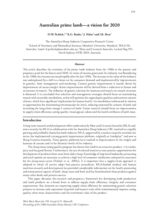 (PDF) Australian prime lamb-a vision for 2020