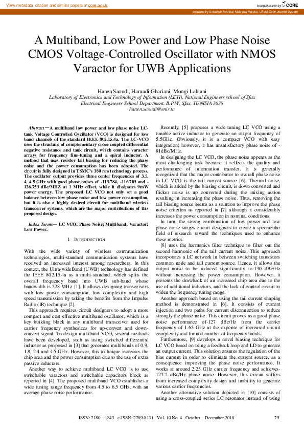 (PDF) A Multiband, Low Power and Low Phase Noise CMOS Voltage-Controlled Oscillator with NMOS ...
