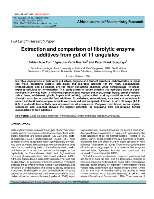 (PDF) Extraction and comparison of fibrolytic enzyme additives from gut ...