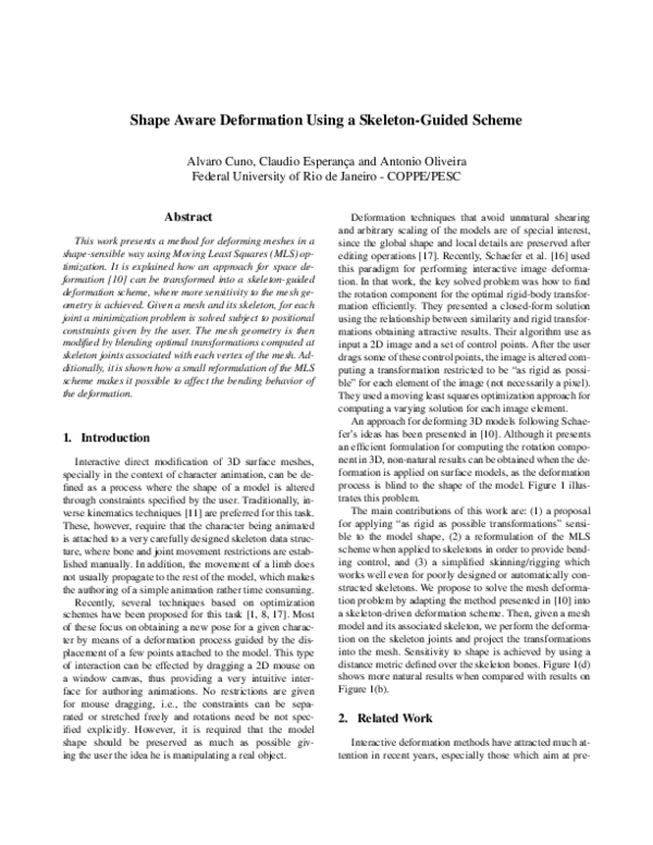 (PDF) Shape Aware Deformation Using a Skeleton-Guided Scheme