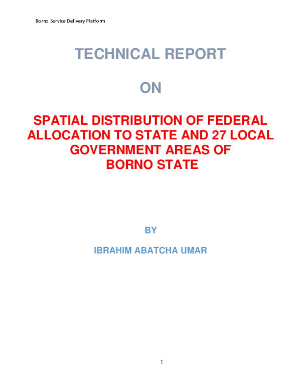 (PDF) Spatial Distribution of Federal Allocation in Borno State, Nigeria