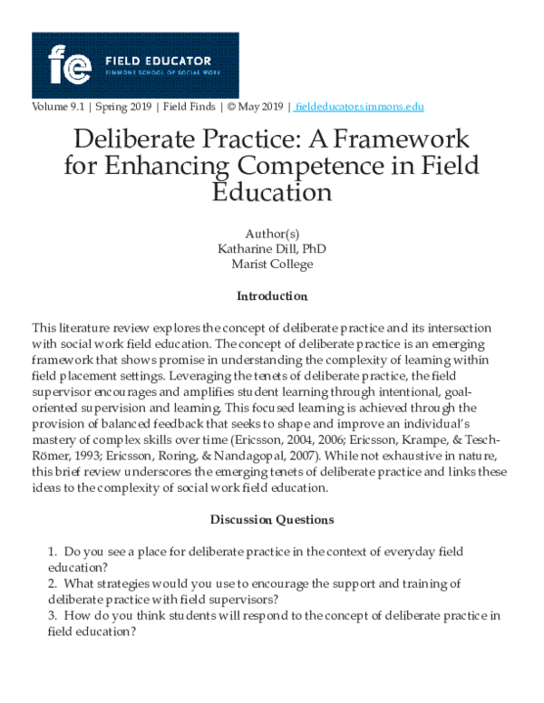 (PDF) Deliberate Practice: A Framework for Enhancing Competence in ...