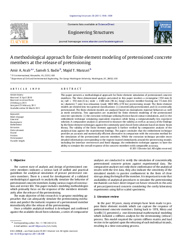 (PDF) A methodological approach for finite element modeling of pretensioned concrete members at ...