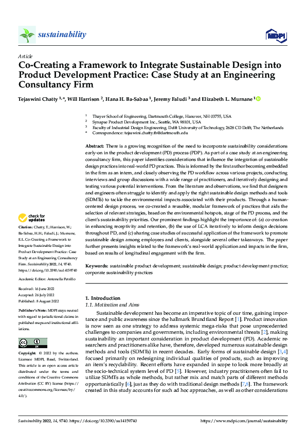 (PDF) Co-Creating a Framework to Integrate Sustainable Design into ...