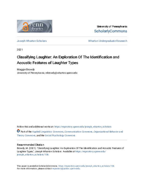 (PDF) Classifying Laughter: An Exploration Of The Identification and ...