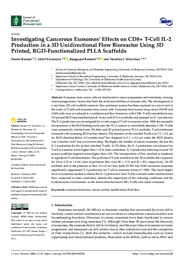 (PDF) Investigating Cancerous Exosomes’ Effects on CD8+ T-Cell IL-2 Production in a 3D ...
