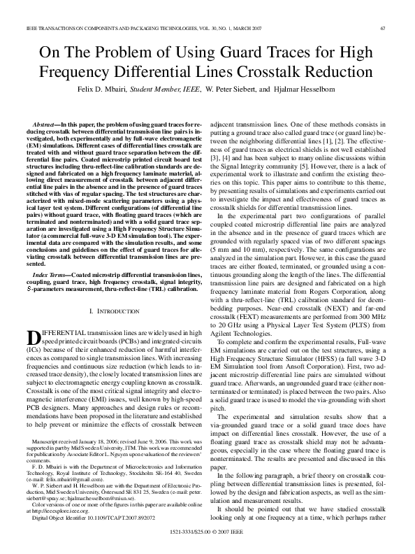 (PDF) On The Problem of Using Guard Traces for High Frequency ...