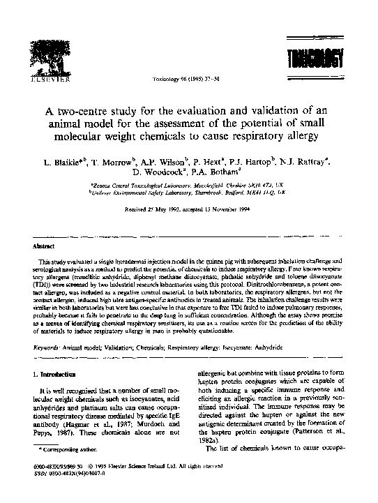 (PDF) A two-centre study for the evaluation and validation of an animal ...
