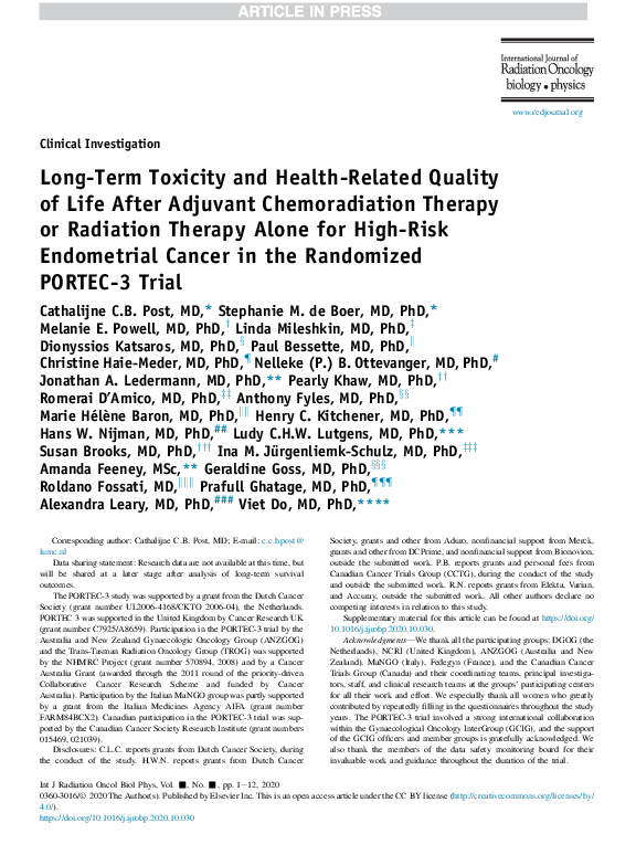 (PDF) Long-Term Toxicity and Health-Related Quality of Life After ...
