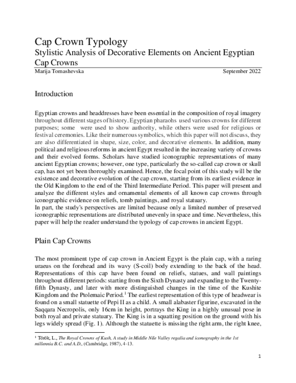 (PDF) Cap Crown Typology. Stylistic Analysis of Decorative Elements on ...