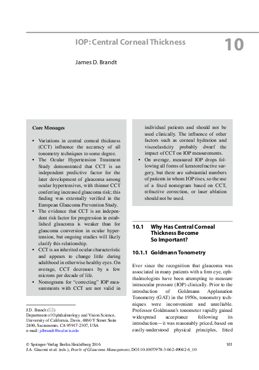(PDF) IOP: Central Corneal Thickness