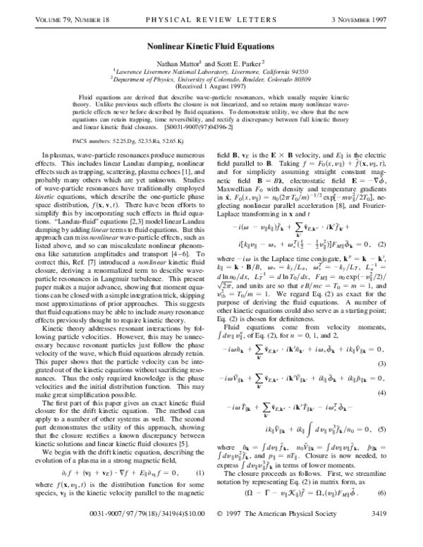 (PDF) Nonlinear Kinetic Fluid Equations