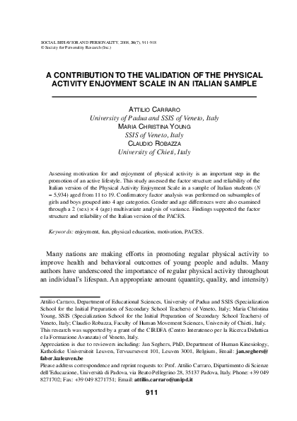 (PDF) A Contribution to the Validation of the Physical Activity ...
