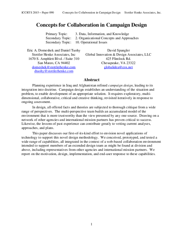 (PDF) Concepts for Collaboration in Campaign Design Primary