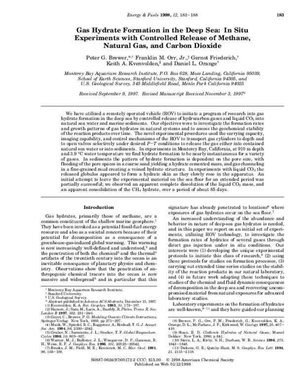 (PDF) Gas Hydrate Formation in the Deep Sea: In Situ Experiments with Controlled Release of ...