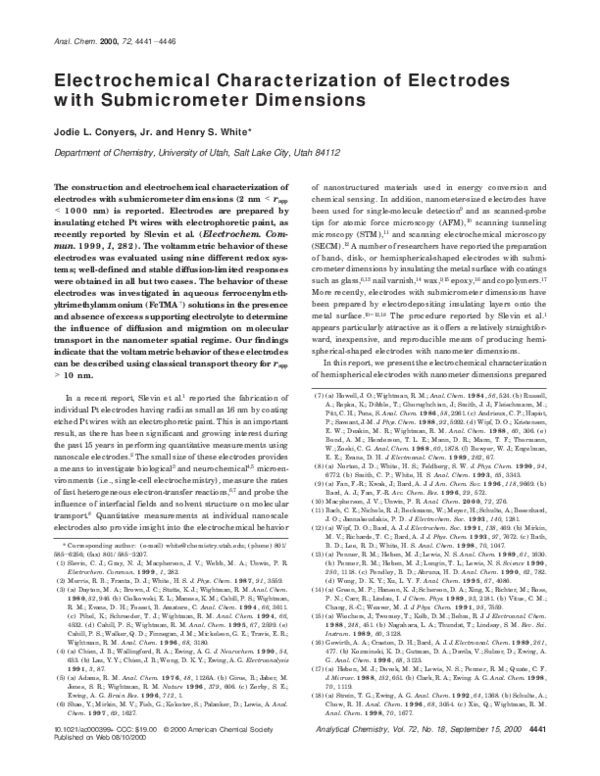 (PDF) Electrochemical Characterization of Electrodes with Submicrometer ...