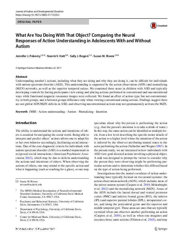(PDF) What Are You Doing With That Object? Comparing the Neural Responses of Action ...