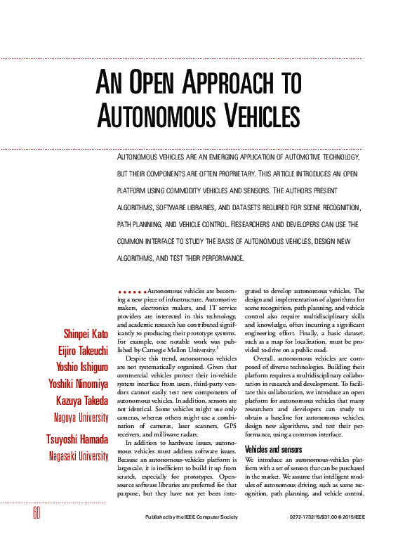 (PDF) An Open Approach to Autonomous Vehicles