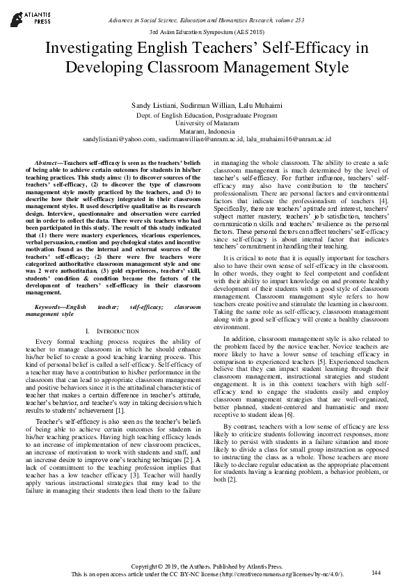(PDF) Investigating English Teachers’ Self-Efficacy in Developing ...